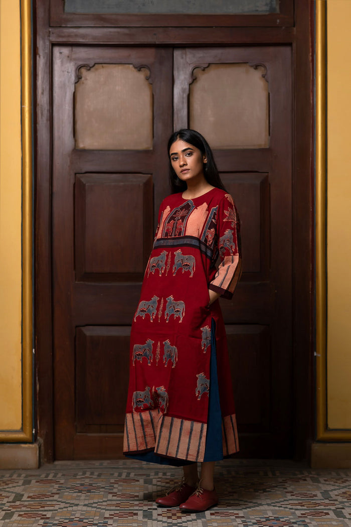 Vrajbhoomi:Classic Kurta – Gulenar 01 | Pure Cotton Block Print
