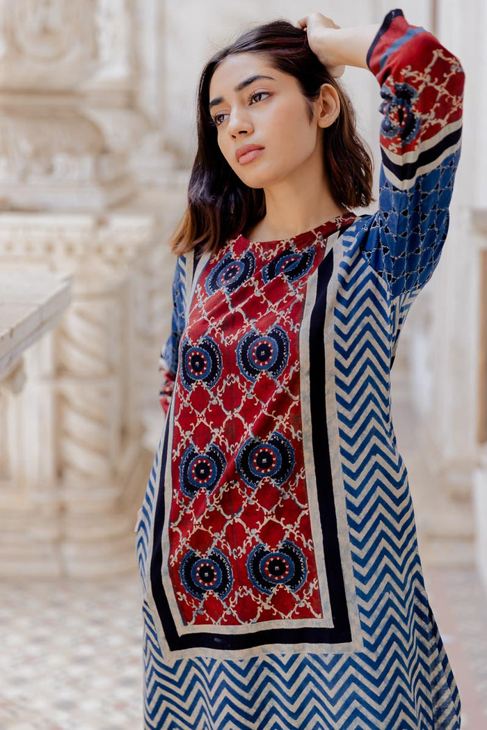 Vrajbhoomi:Classic Kurta -Indigo Neeha